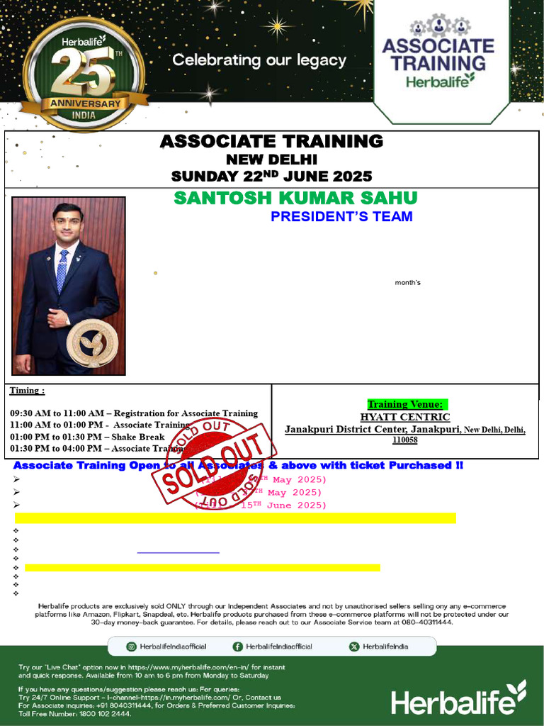 DELHI ASSOCIATE TRAINING 22ND JUNE 2025-Santosh Kumar Sahu- (Sold out) | PDF