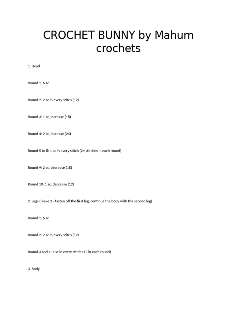 CROCHET BUNNY by Mahum Crochets | PDF