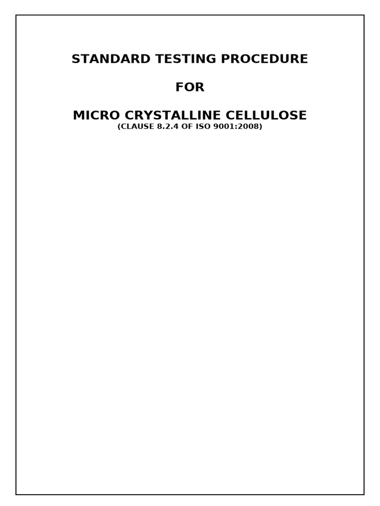Microcrystalline Cellulose Testing Procedure | PDF