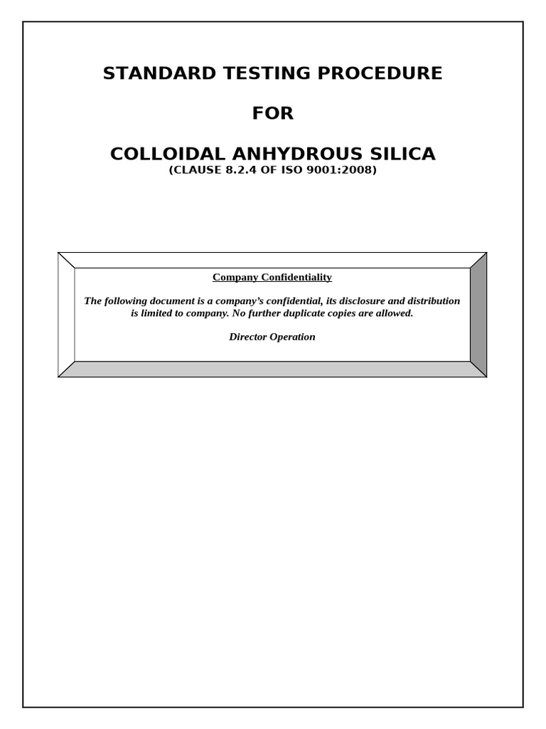 Colloidal Anhydrous Silica Testing Procedure | PDF | Silicon Dioxide ...