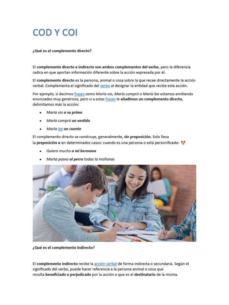 COD Y COI | PDF | Objeto (gramática) | Verbo