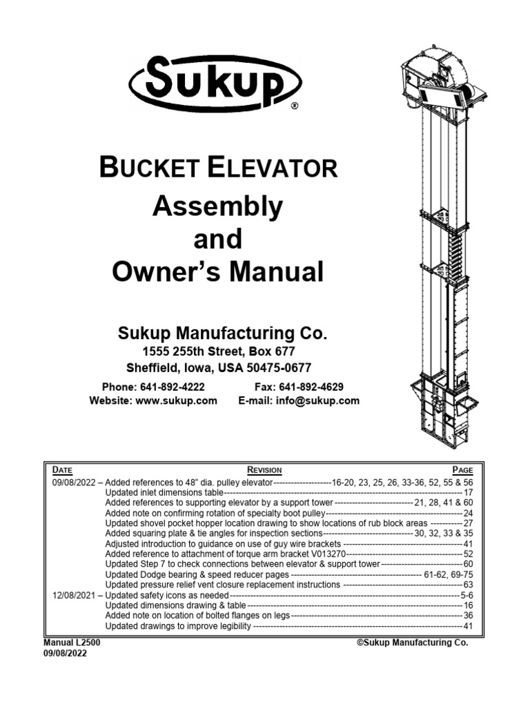 Sukup Bucket Elevator Operation Manual | PDF | Elevator | Belt (Mechanical)