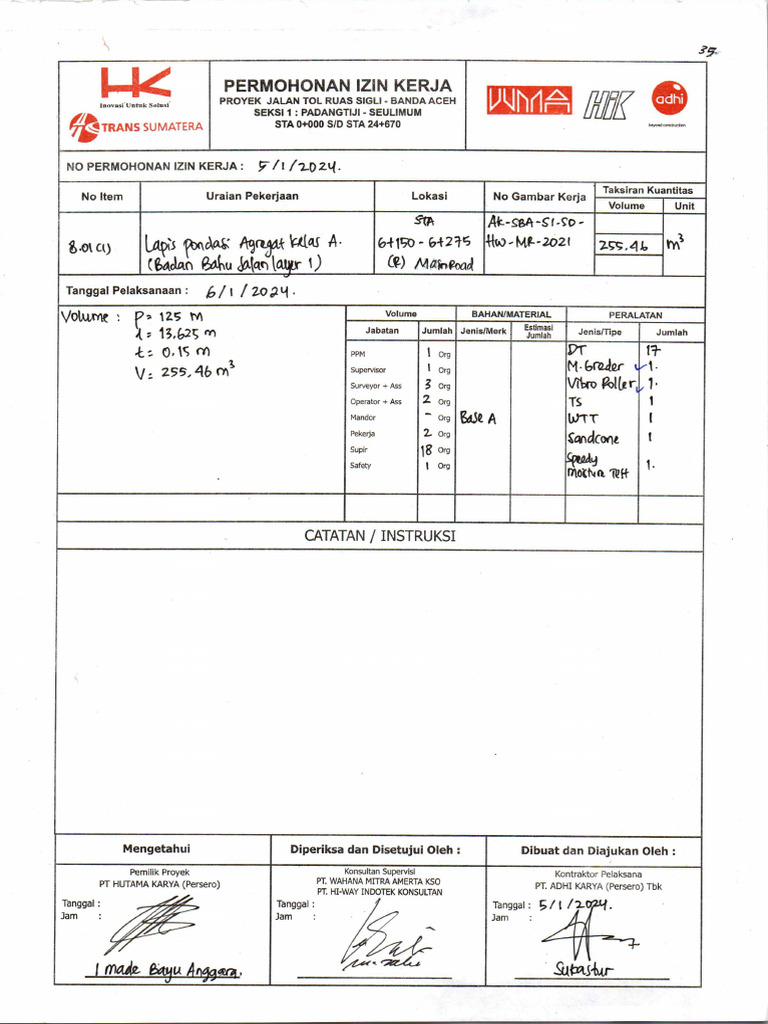 Lapis Pondasi Agregat Kelas A (Badan Bahu Jalan Layer 1) STA 6+150-6 ...