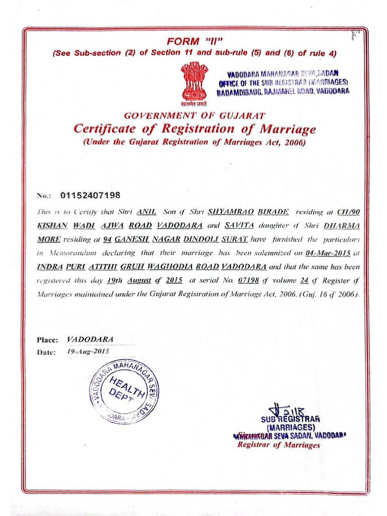 Marrage Certificate-Savita | PDF