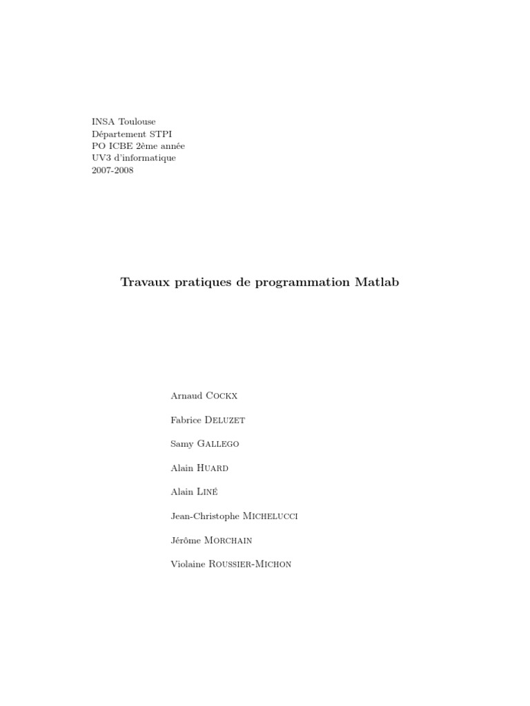 Matlab TP | PDF | Structure de contrôle | Matrice (Mathématiques)