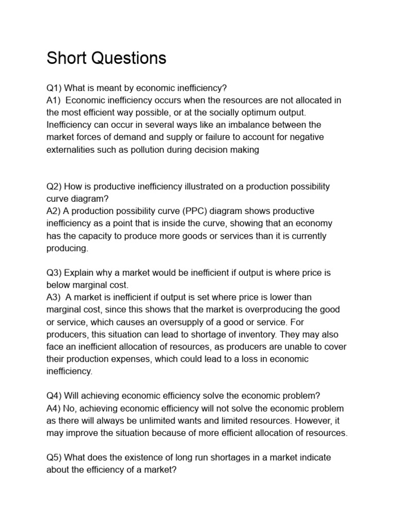 Economics Formative Assesment - Efficiency | PDF | Externality | Economies