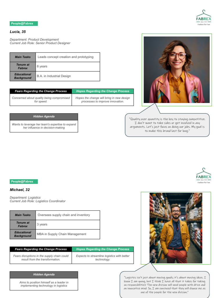 People at Fabrex - PersonaBooklet-small | PDF | Employee Retention ...