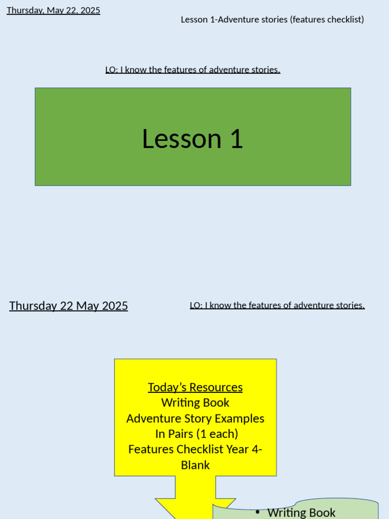 Adventure Story Features Checklist | PDF