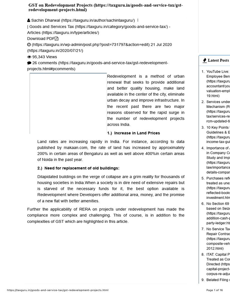 GST On Redevelopment Projects | PDF | Value Added Tax | Taxes