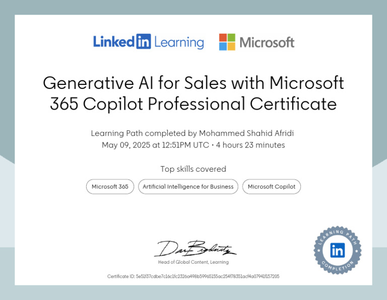LinkedIn Learning Certificate | PDF
