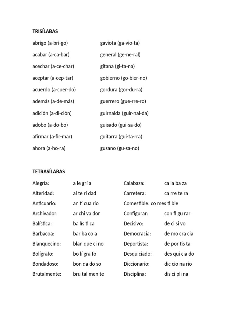 TRISÍLABAS | PDF