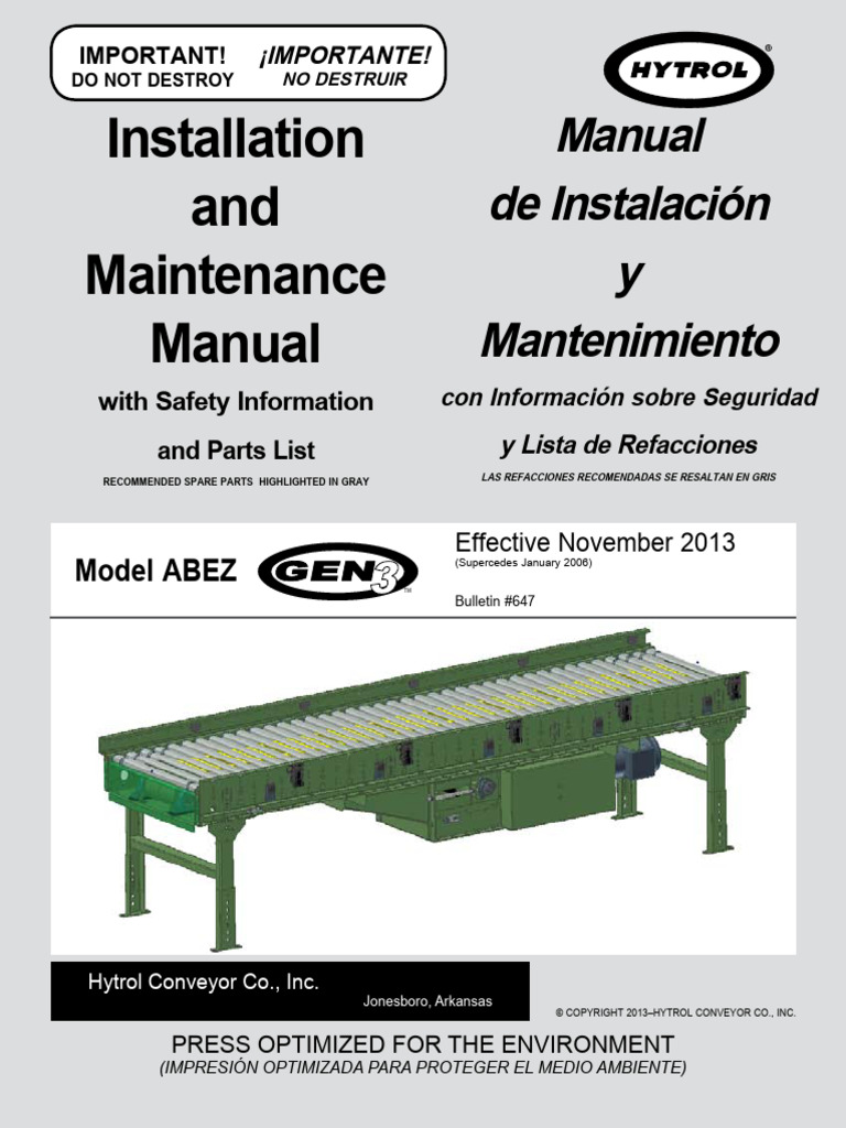 ABEZ Conveyor Installation Manual | PDF | Belt (Mechanical ...