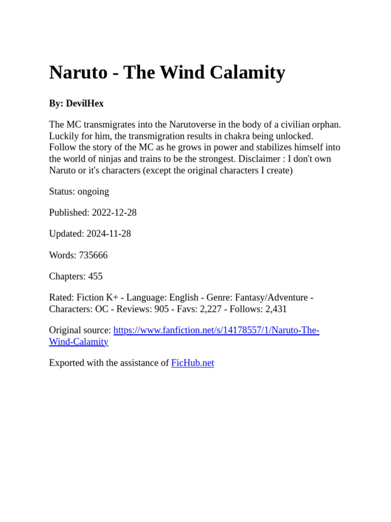 Naruto - The Wind Calamity by DevilHex-8lrgvp44 | PDF