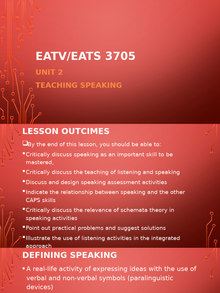 Eatv-S 4705 Unit 2 Lec 3 | PDF | Fluency | Communication