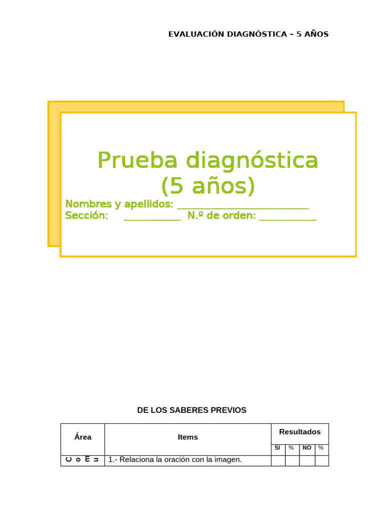 Evaluación Diagnóstica para Niños de 5 Años | PDF