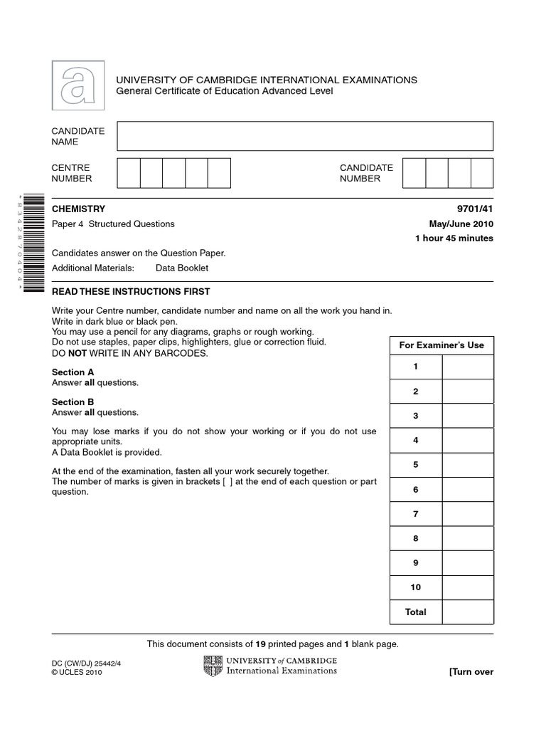 University of Cambridge International Examinations General Certificate of Education Advanced ...