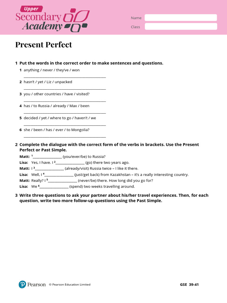 Present Perfect Travel Exercises | PDF