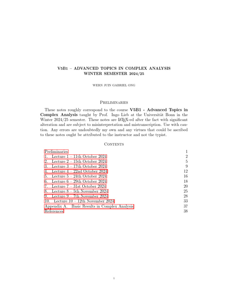 Advanced Complex Analysis Notes | PDF | Field (Mathematics) | Geometry