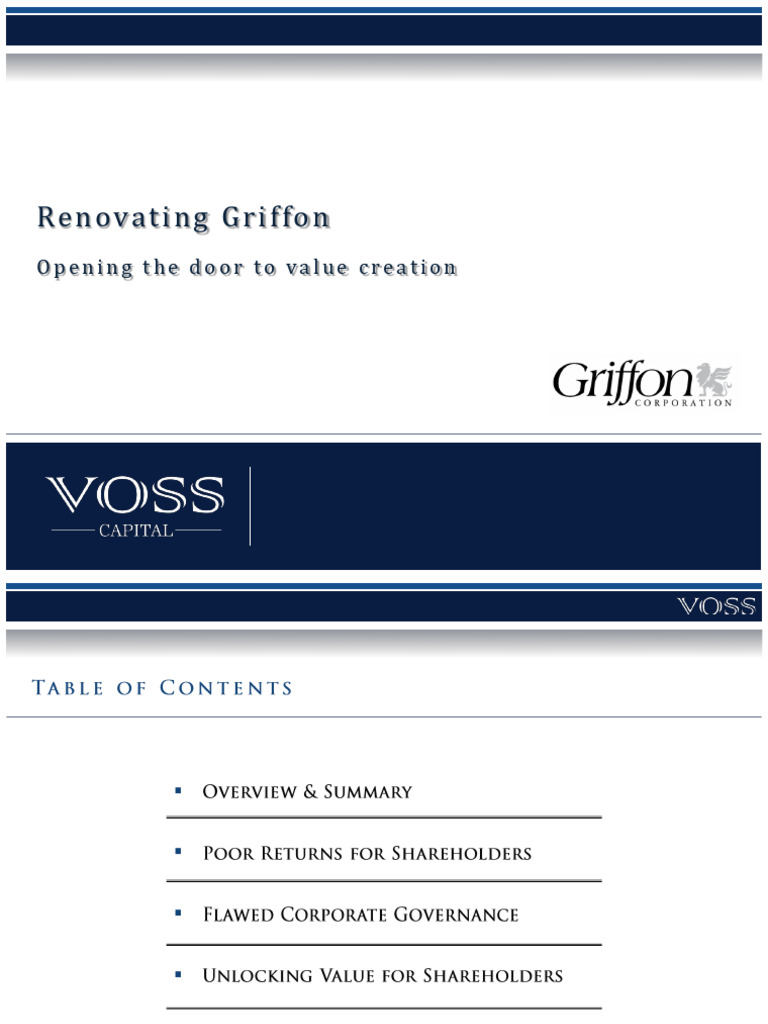 Griffon Corp Presentation - VOSS Capital | PDF | Mergers And ...