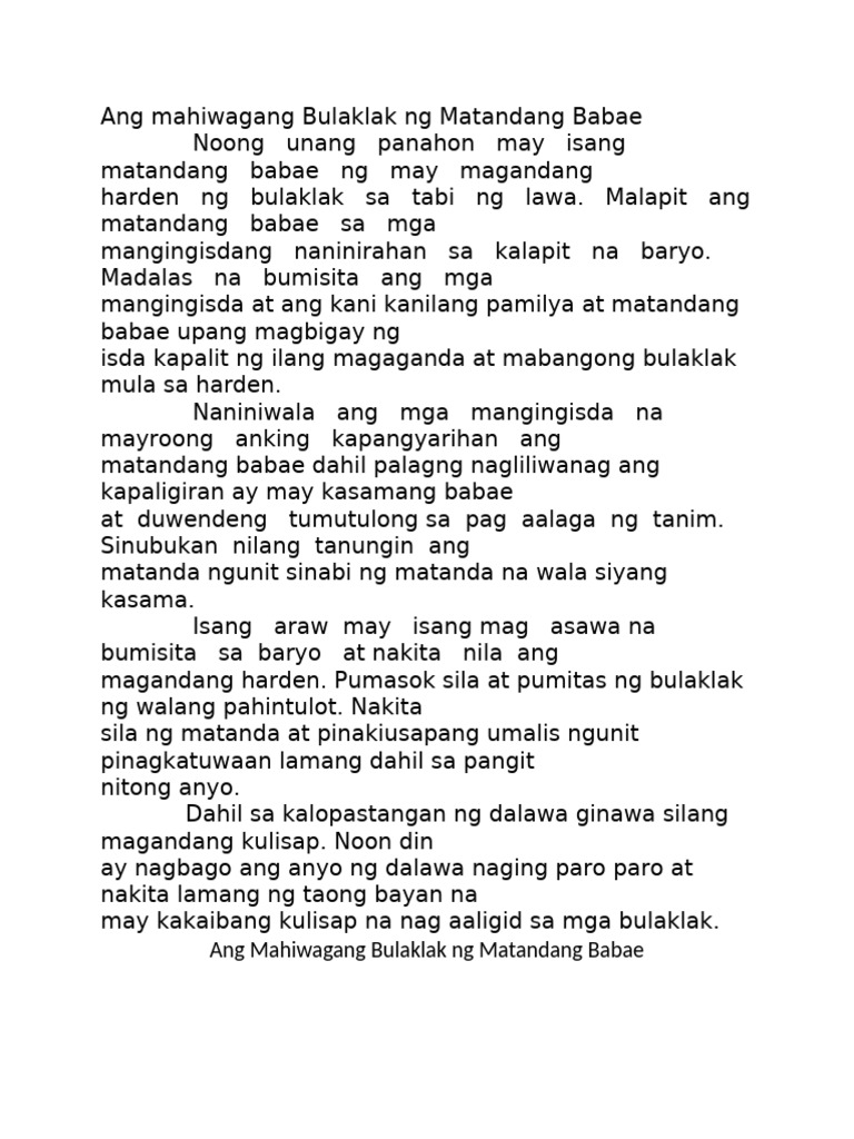 Ang Mahiwagang Bulaklak NG Matandang Babae | PDF