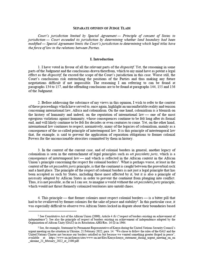 Judge Tladi's Separate Opinion on Jurisdiction | PDF | International ...