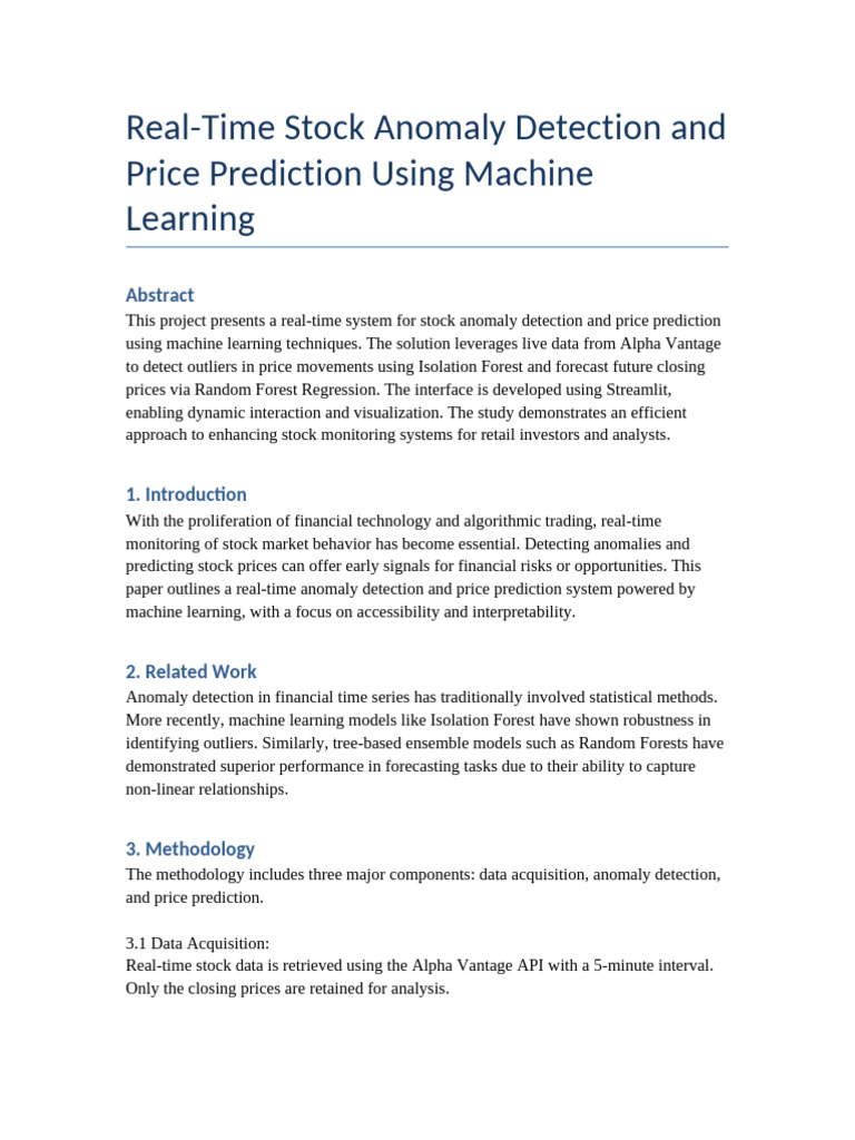 Real Time Stock Anomaly Report | PDF | Machine Learning | Time Series