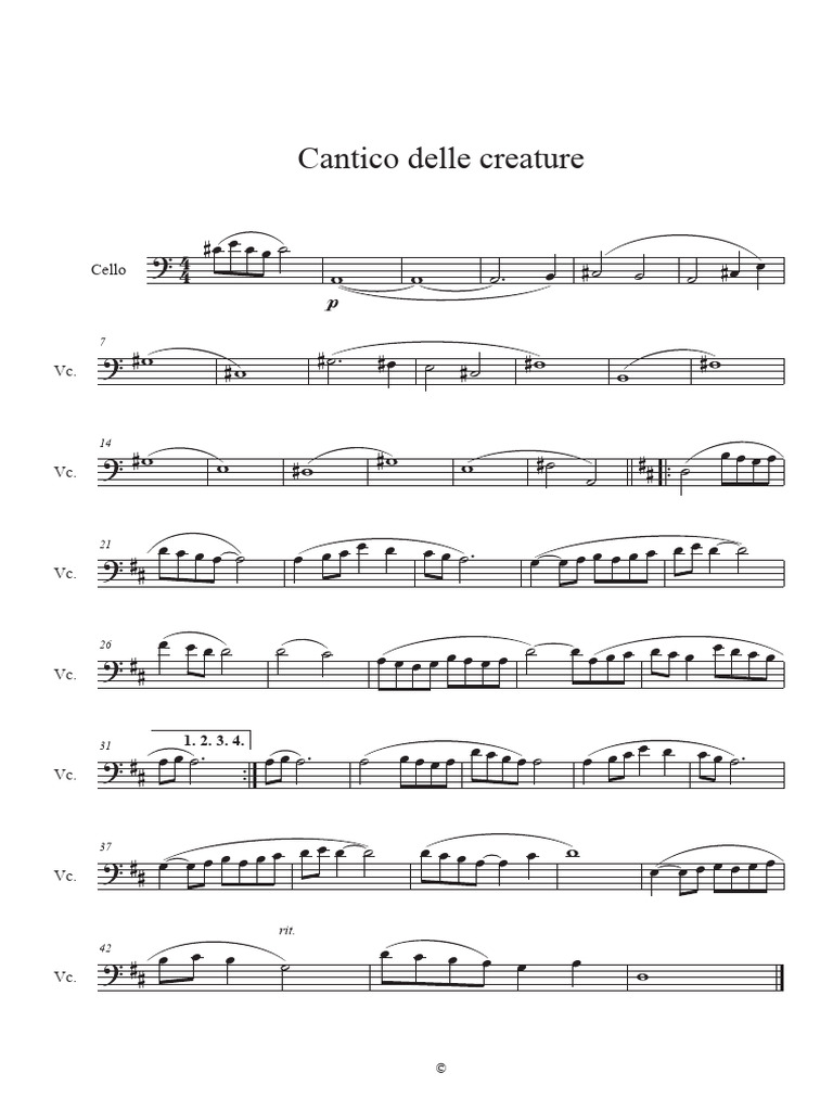 Cantico Delle Creature - Cello | PDF