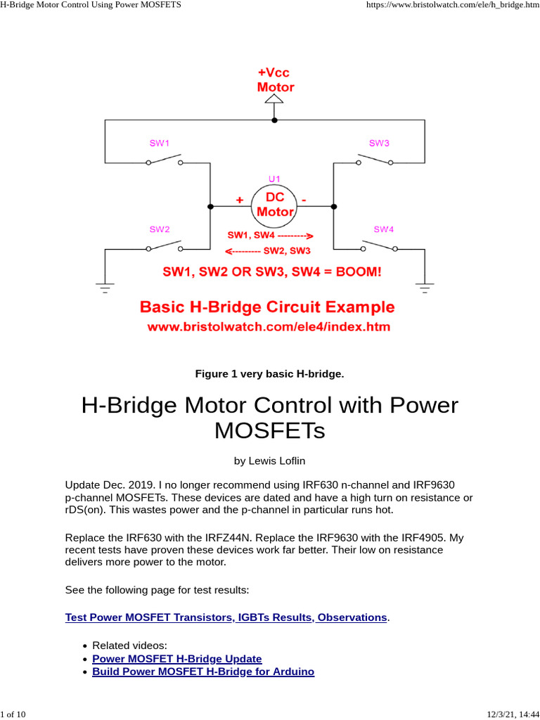 H-Bridge Motor Control Using Power MOSFETS | PDF | Field Effect ...