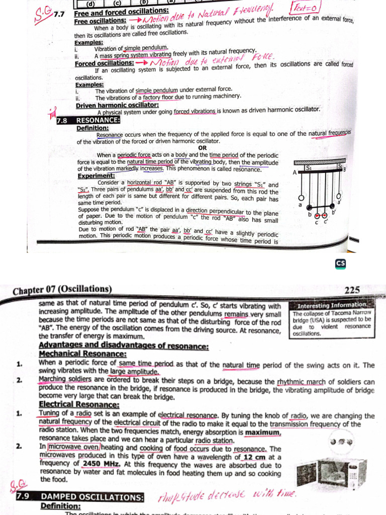 free and forced oscillation | PDF