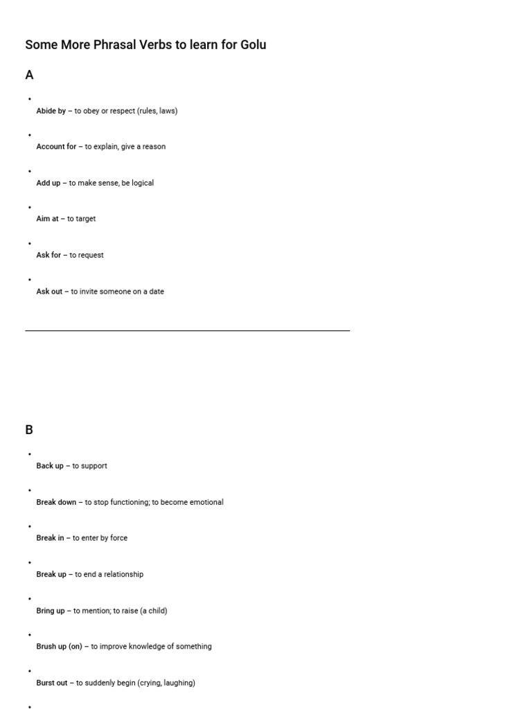 CLass 12 ISC TOP IMPORTANT PRHASAL VERBS | PDF
