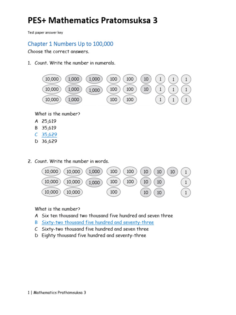 PES Math P3 Test Paper Key | PDF | Kilogram | Litre