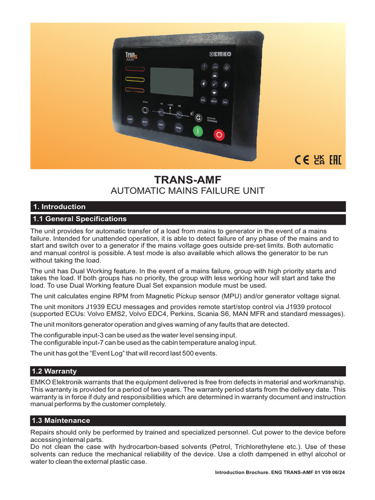 Emko-Amf Trans-Amf - Eng - Short | PDF | Mains Electricity | Electromagnetism