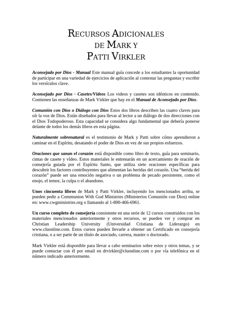 Recursos de Mark y Patti Virkler | PDF | La unción | Dios