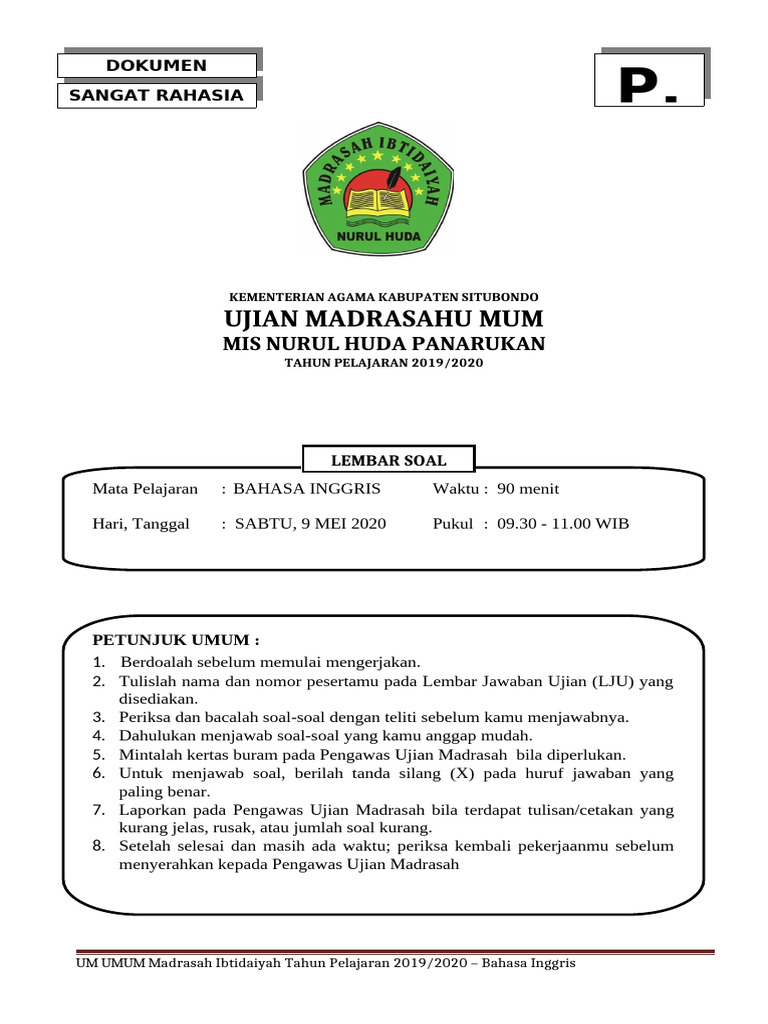 Soal B. Inggris UM UMUM 2020 | PDF