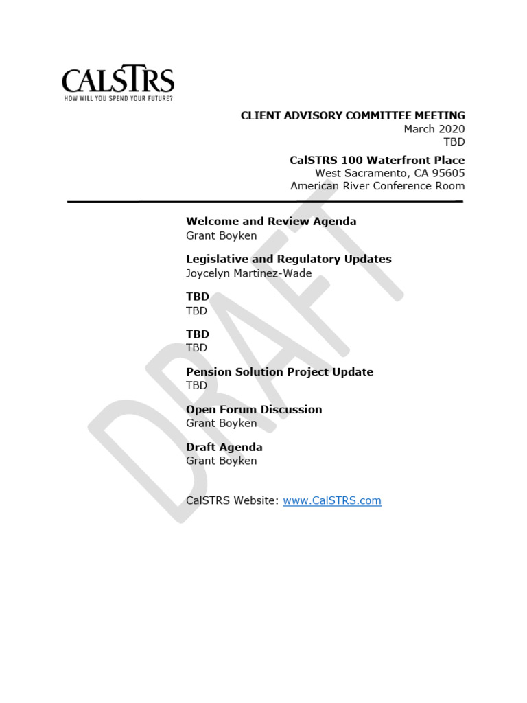 Client Advisory Committee Meeting Agenda | PDF