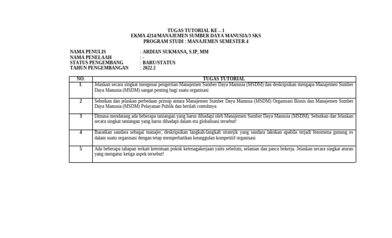 Tugas Tutorial I EKMA4214 | PDF