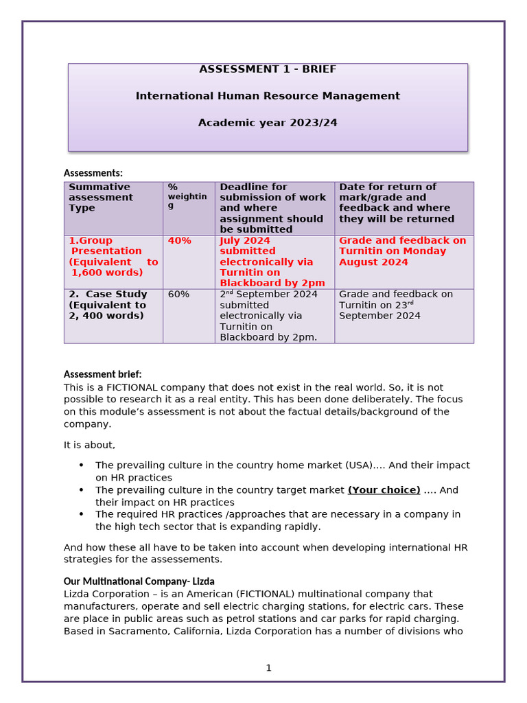 Final Ihrm Trinity Assessment 1 Brief. Amended | PDF | Critical Thinking | Evaluation