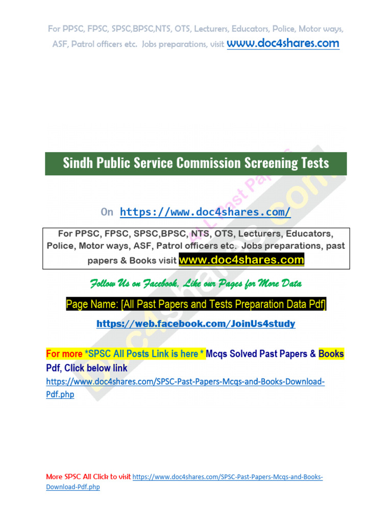 SPSC Pakistan Studies Mcqs (BPS-17) Past Paper 27-4-24 | PDF | Inspector | Legal Action