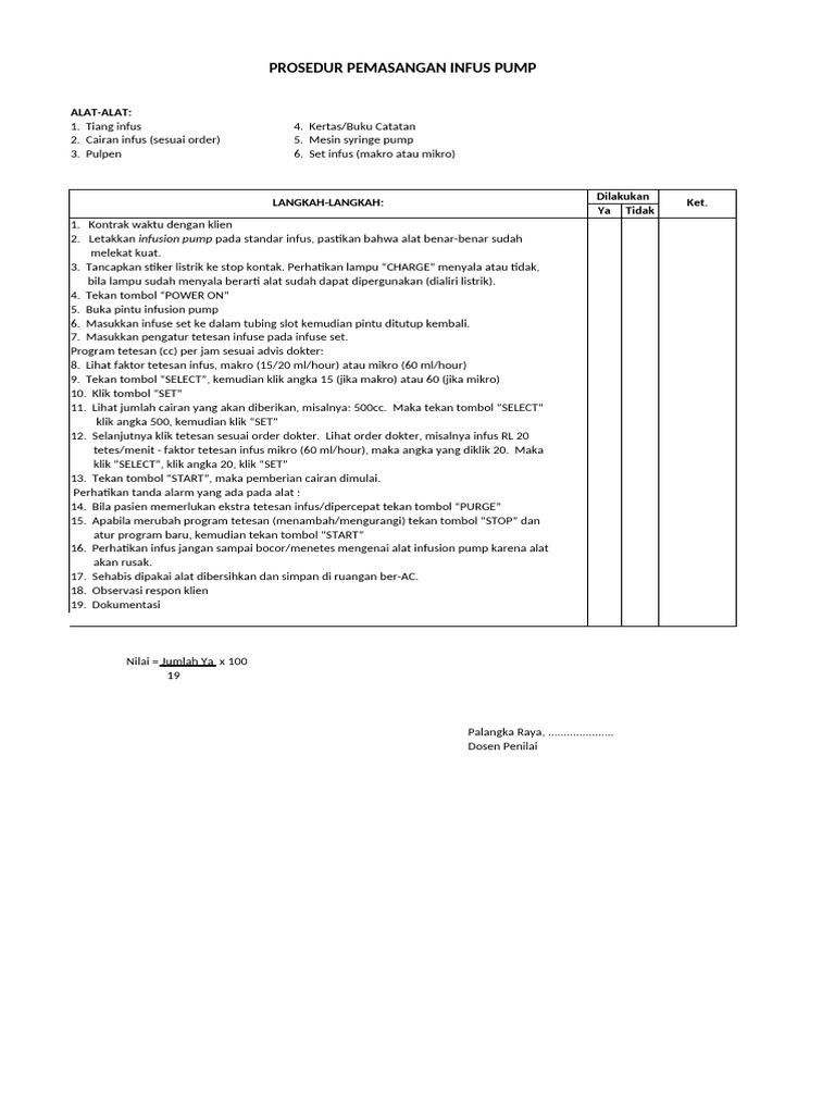 Prosedur Infus Pump | PDF
