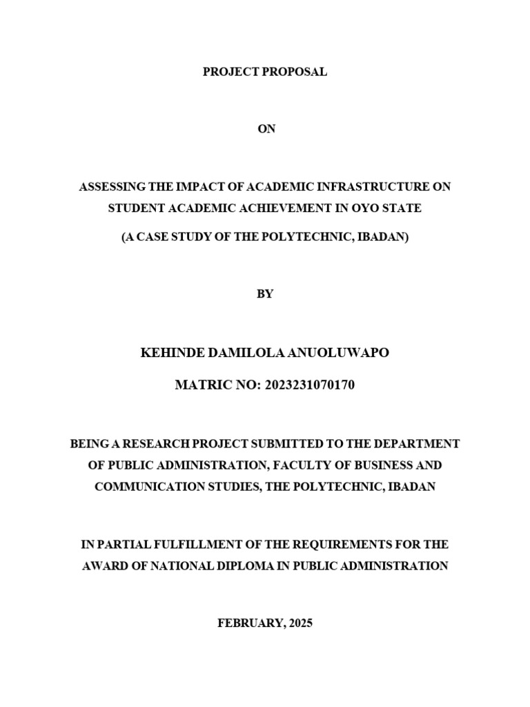 Damilola Project Proposal | PDF | Teachers | Cognition