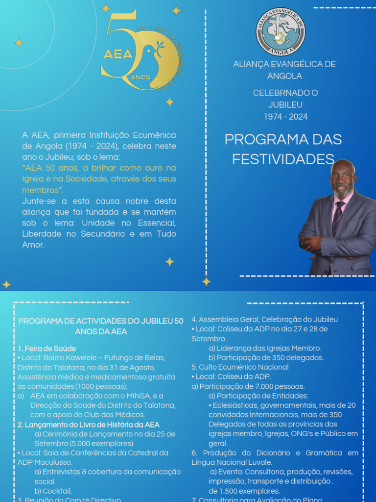 Jubileu de 50 Anos da AEA em Angola | PDF | Oração | Hinos