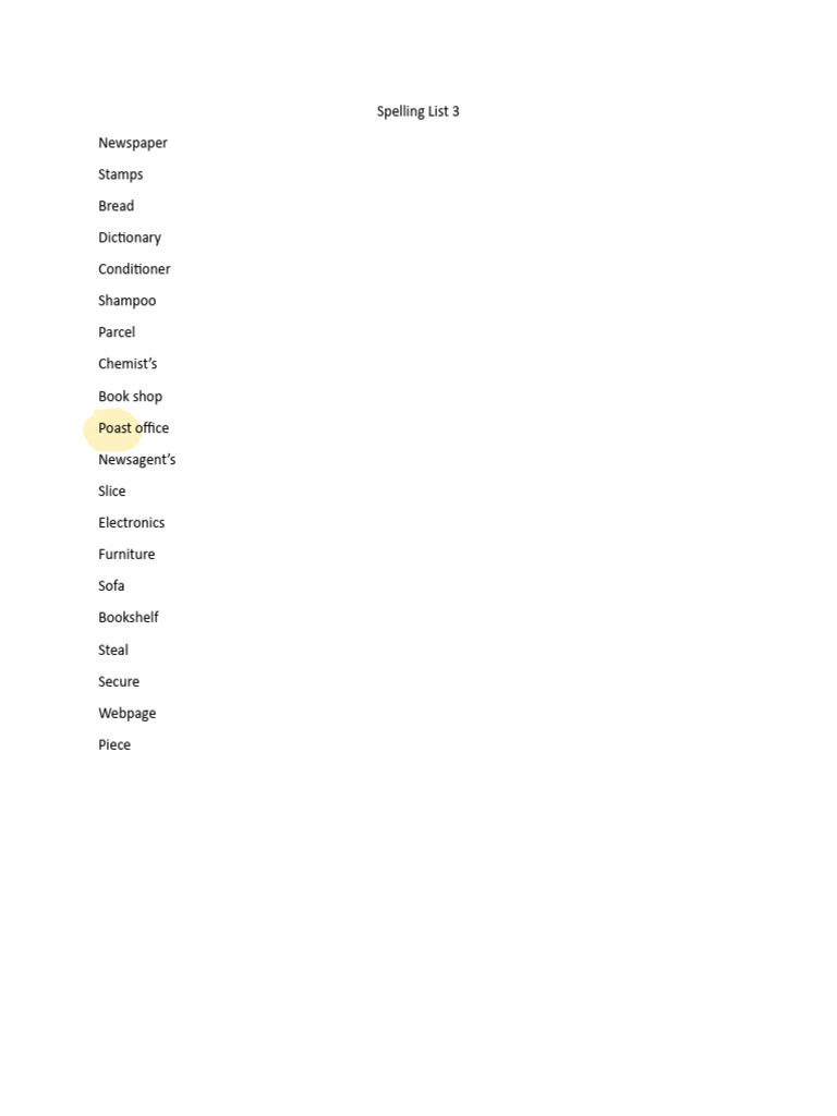 Spelling List 3 | PDF