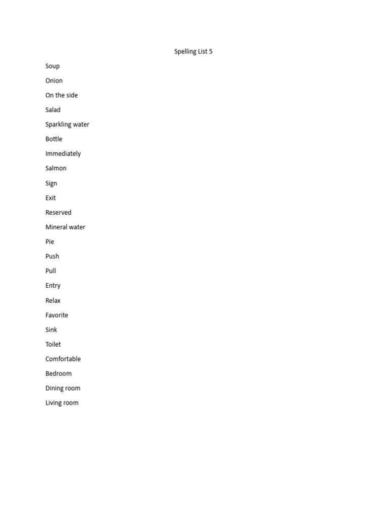 Spelling List 5 | PDF