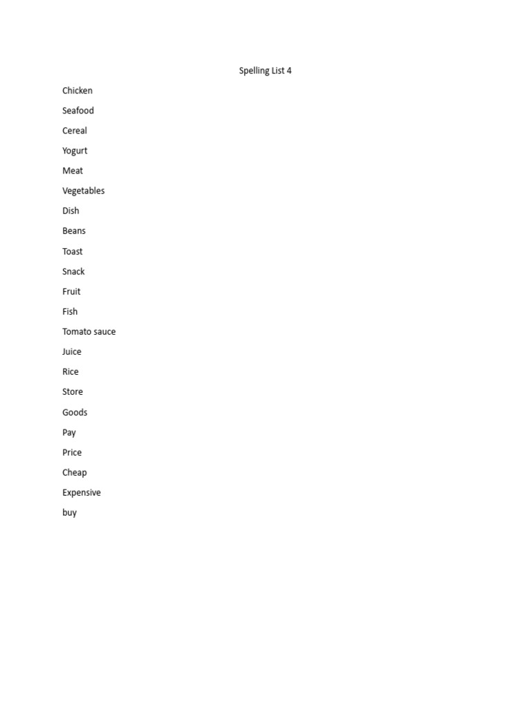 Spelling List 4 | PDF