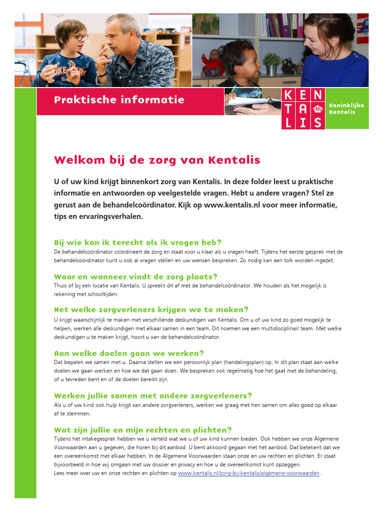 Folder - Informatie - Welkom Bij de Zorg Van Kentalis | PDF
