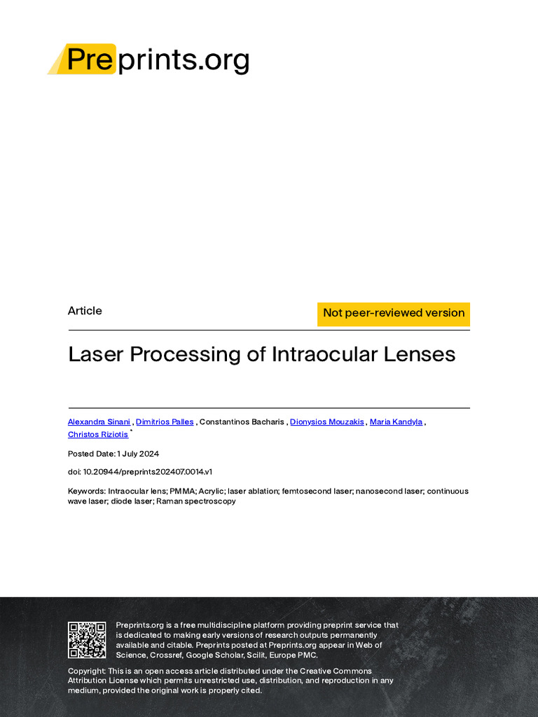 Laser_Processing_of_Intraocular_Lenses | PDF | Laser | Light