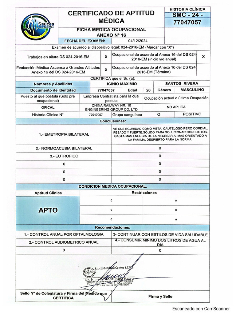 IGINIO MAXIMO SANTOS RIVERA fecha examen 04-12-2024 | PDF