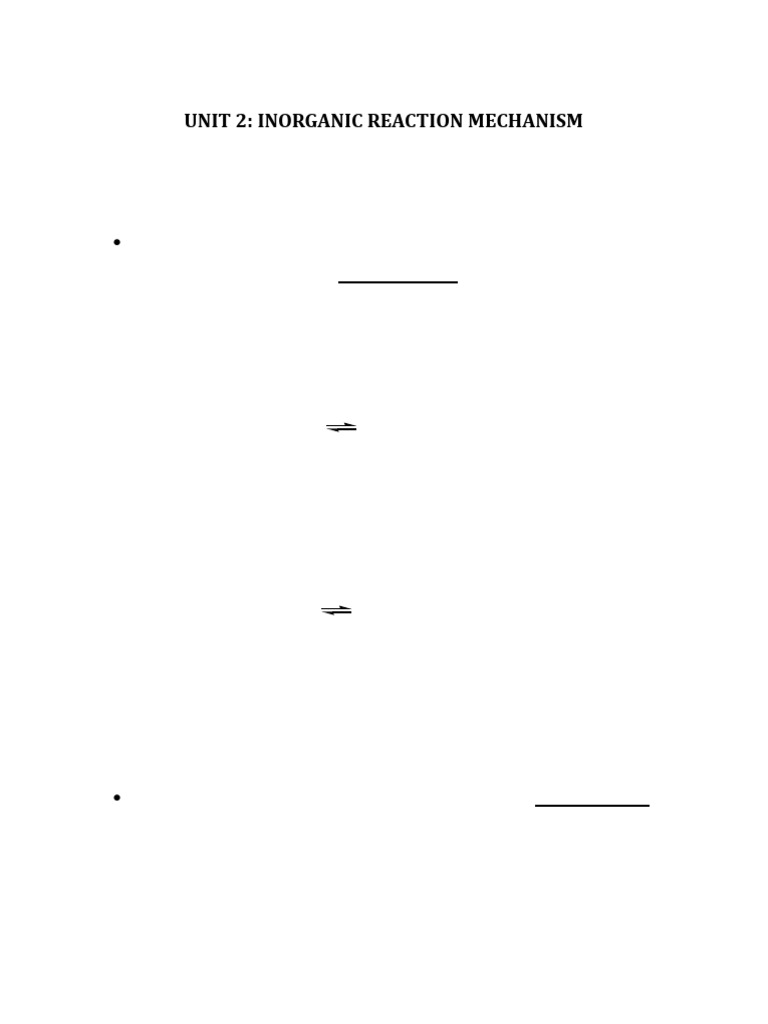Unit2_inorganic Reaction Mechanism | PDF | Chemical Reactions | Chemistry