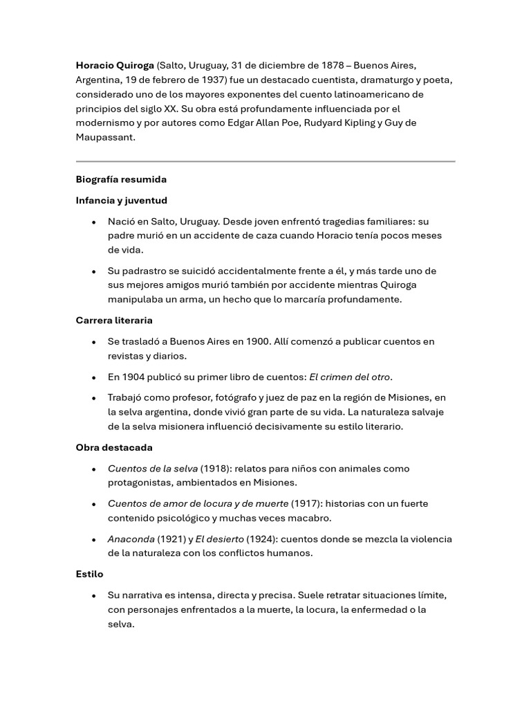 Horacio Quiroga | PDF