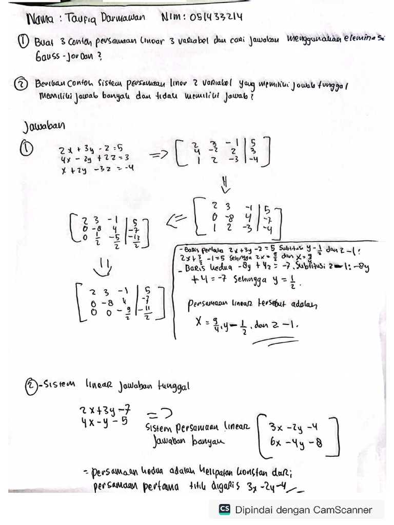 PDF ALJABAR LINEAR - Taufiq Darmawan | PDF